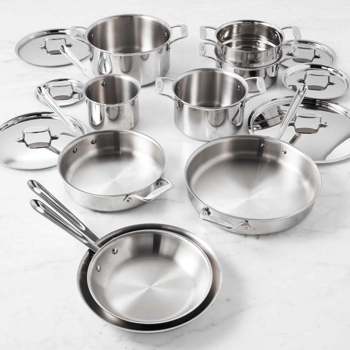 All-Clad 15 Piece D5 Polished Set - SD501015RR — Consiglio's Kitchenware